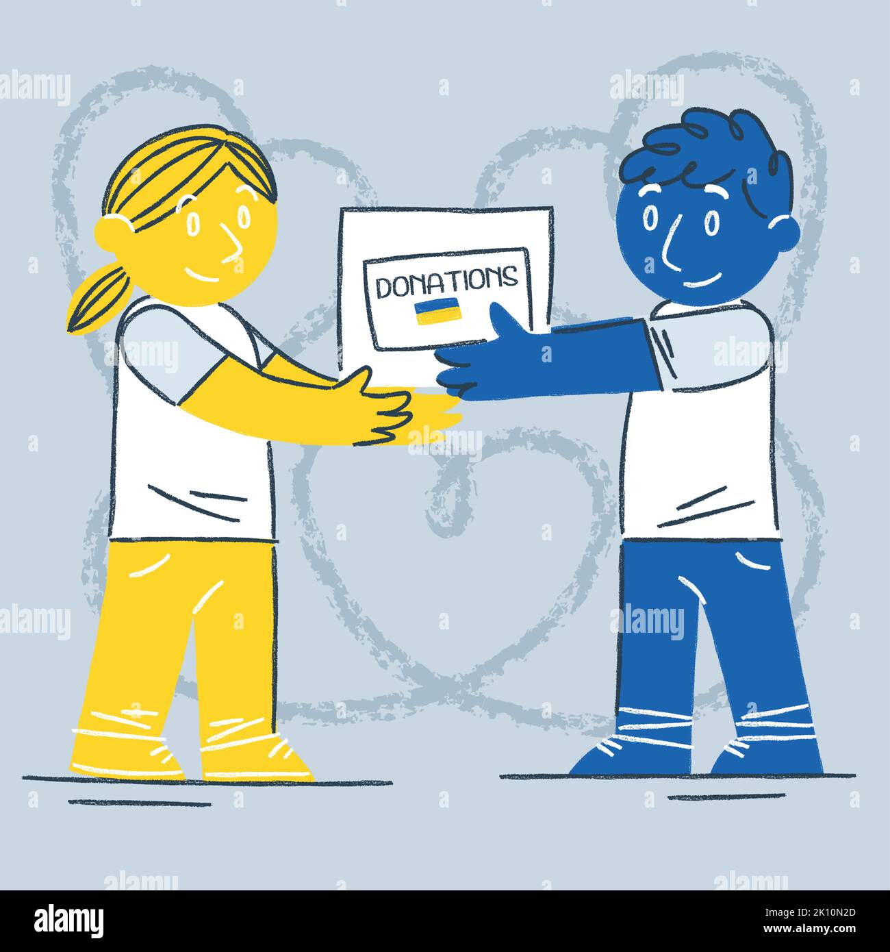 Cute people cartoon holding a helping box Help Ukraine Vector Stock ...