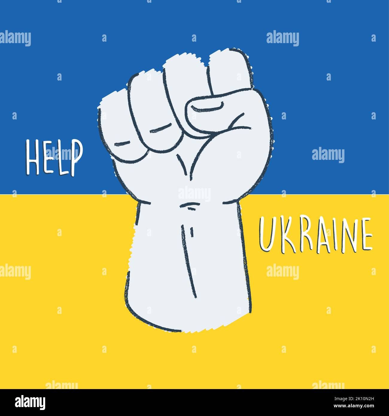 Isolated resistance hand gesture sketch Help Ukraine Vector Stock ...