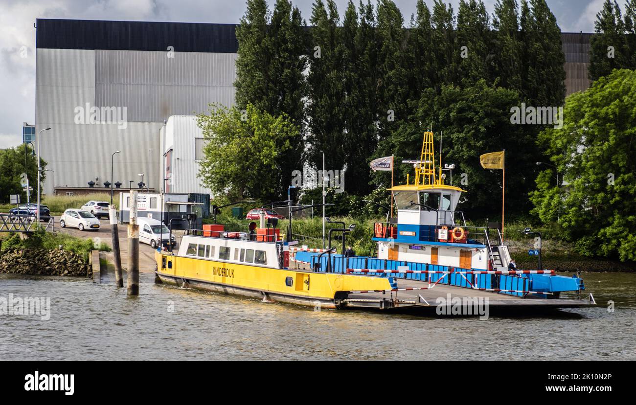 Cars wait to board the Kinderdijk ferry, Rotterdam, Kinderdijk, Holland ...