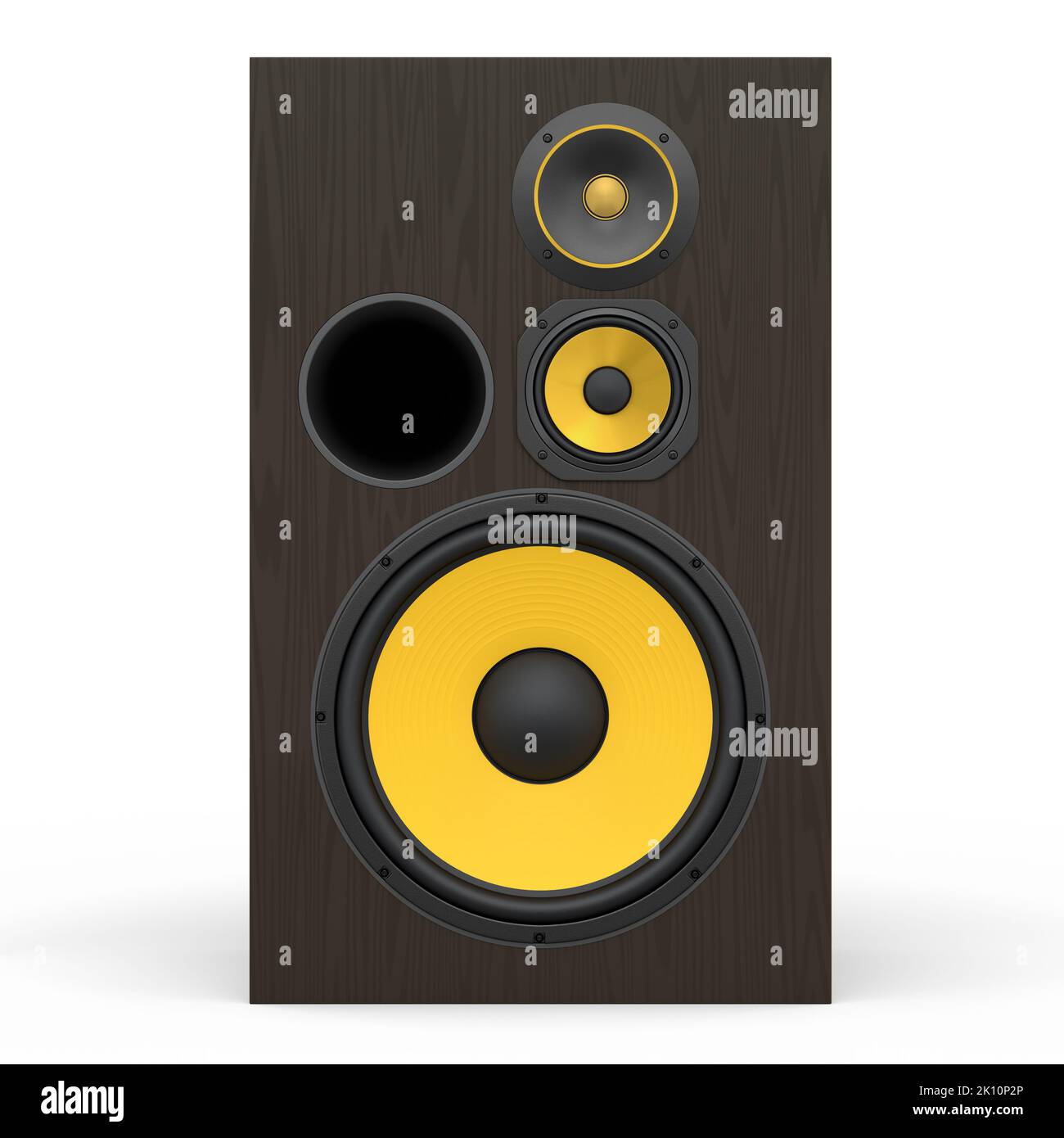 Hi-fi speakers with loudspeakers isolated on white background. 3d ...