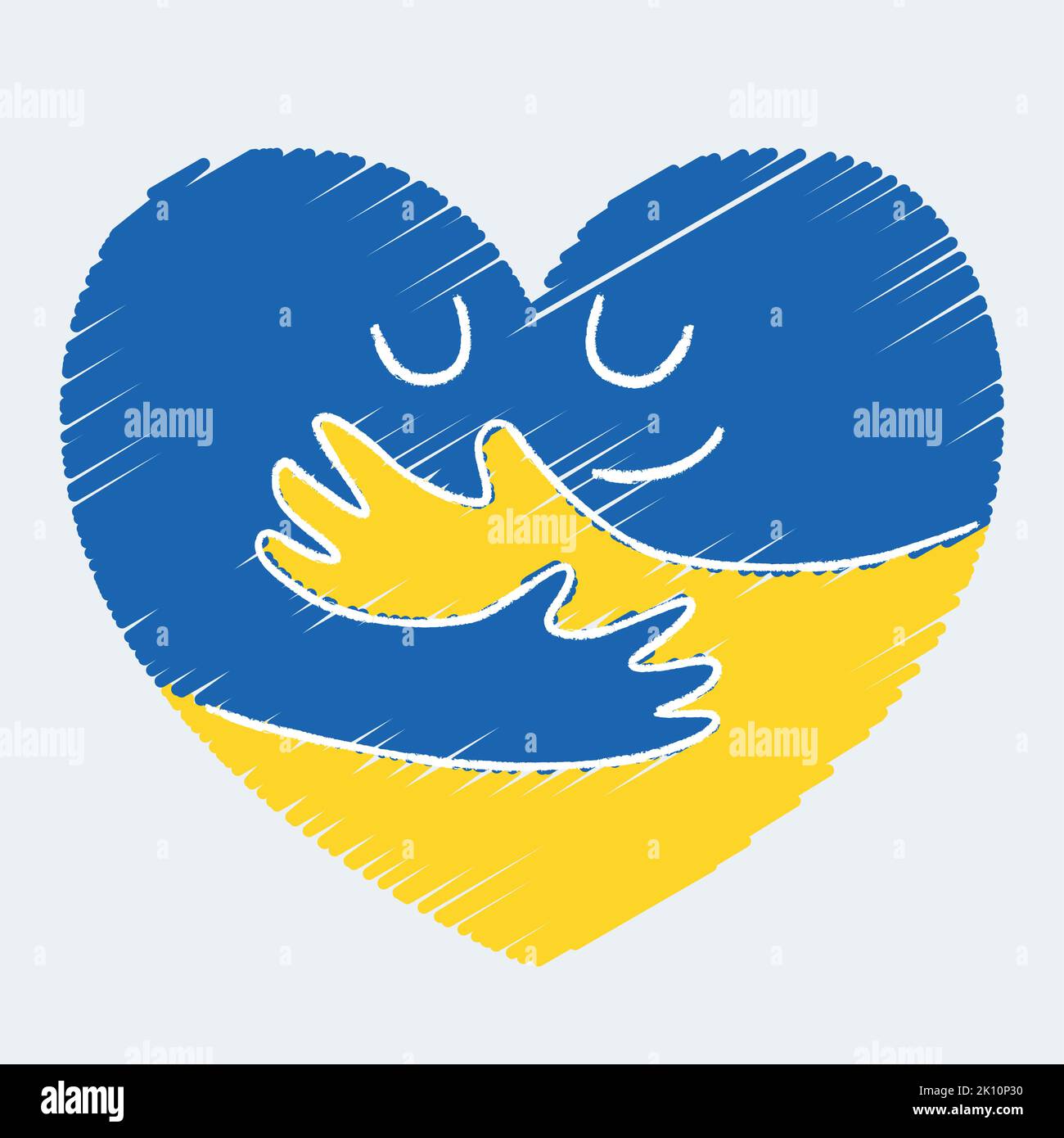 Isolated Heart Shape Hugging Itself With The Flag Of Ukraine Vector