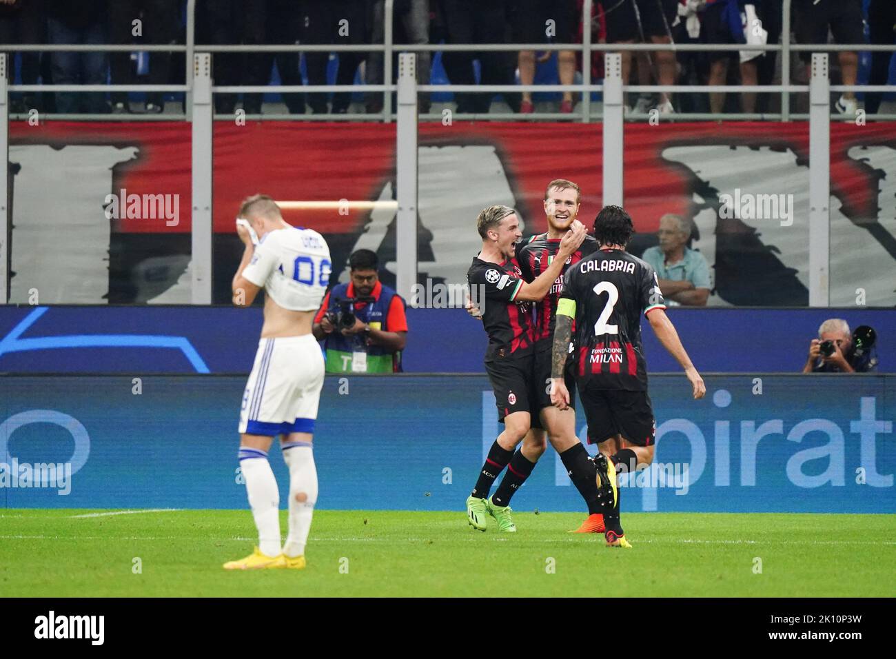 Milan, Italy. 14th Sep, 2022. Tommaso Pobega (AC Milan) celebrates his ...