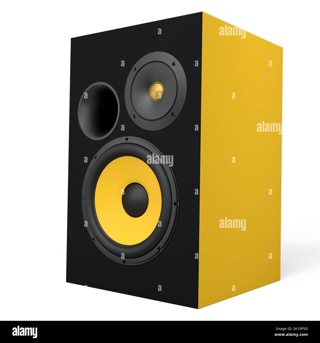 Hi-fi speakers with loudspeakers isolated on white background. 3d ...