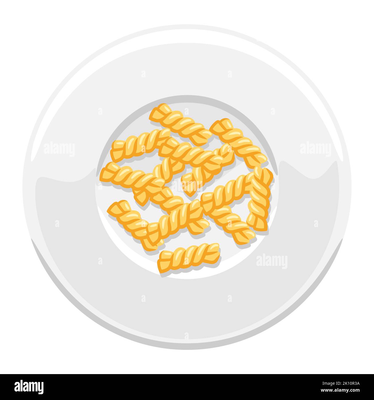 Illustration of Italian pasta fusilli on plate. Culinary image for menu ...