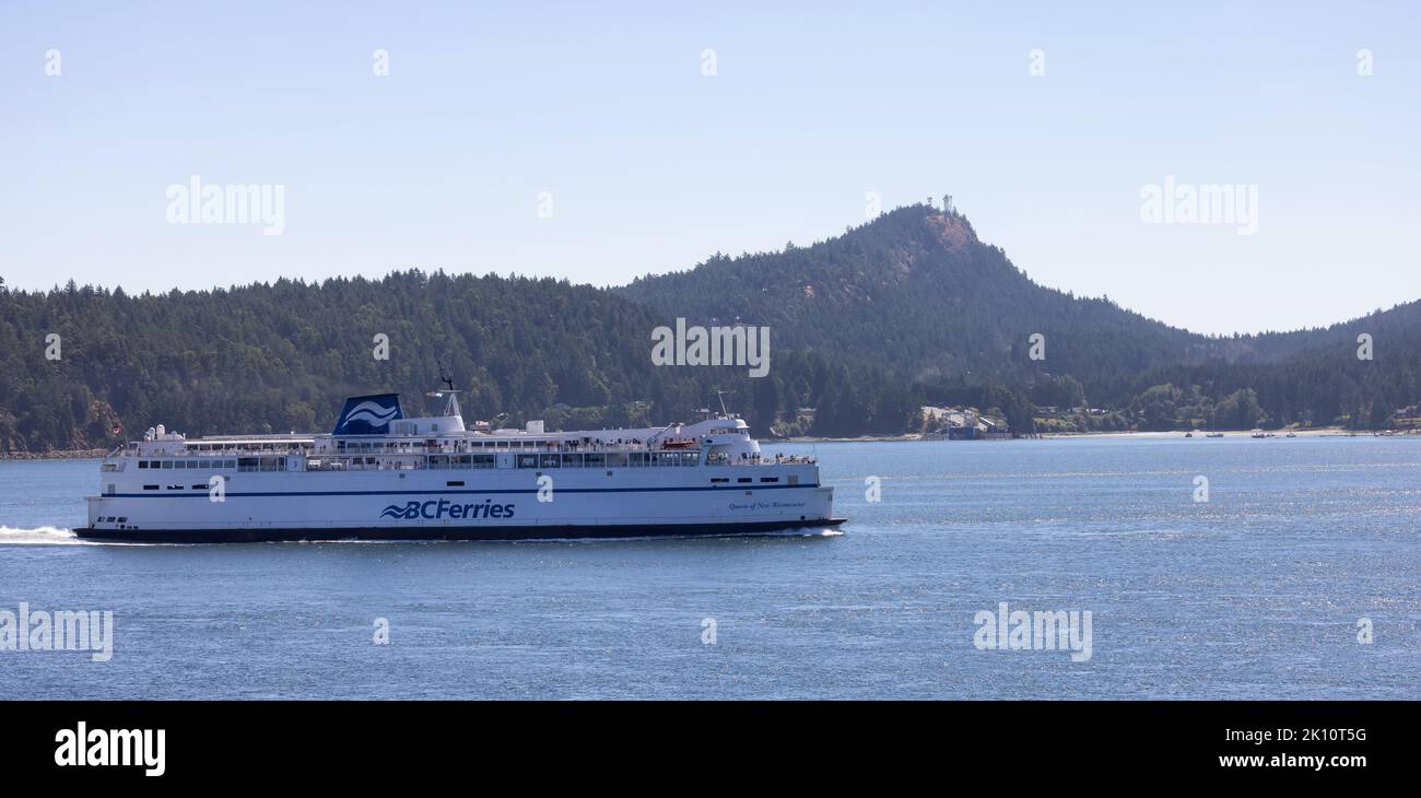 BC Ferries Passing By the islands on the West Coast of Pacific Ocean ...