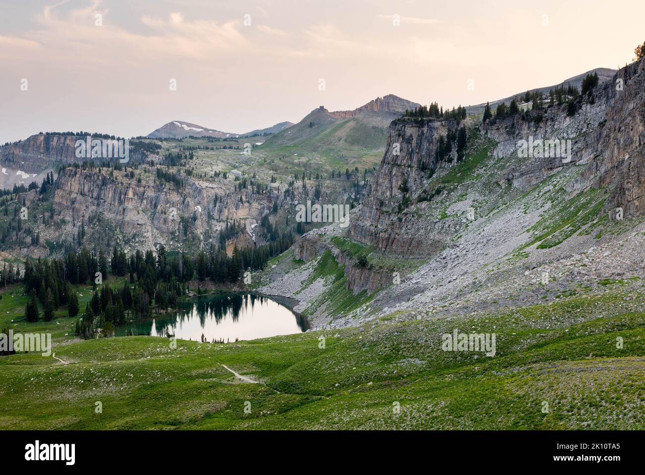 The steep cliffs at the base of Housetop Mountain dropping down toward ...