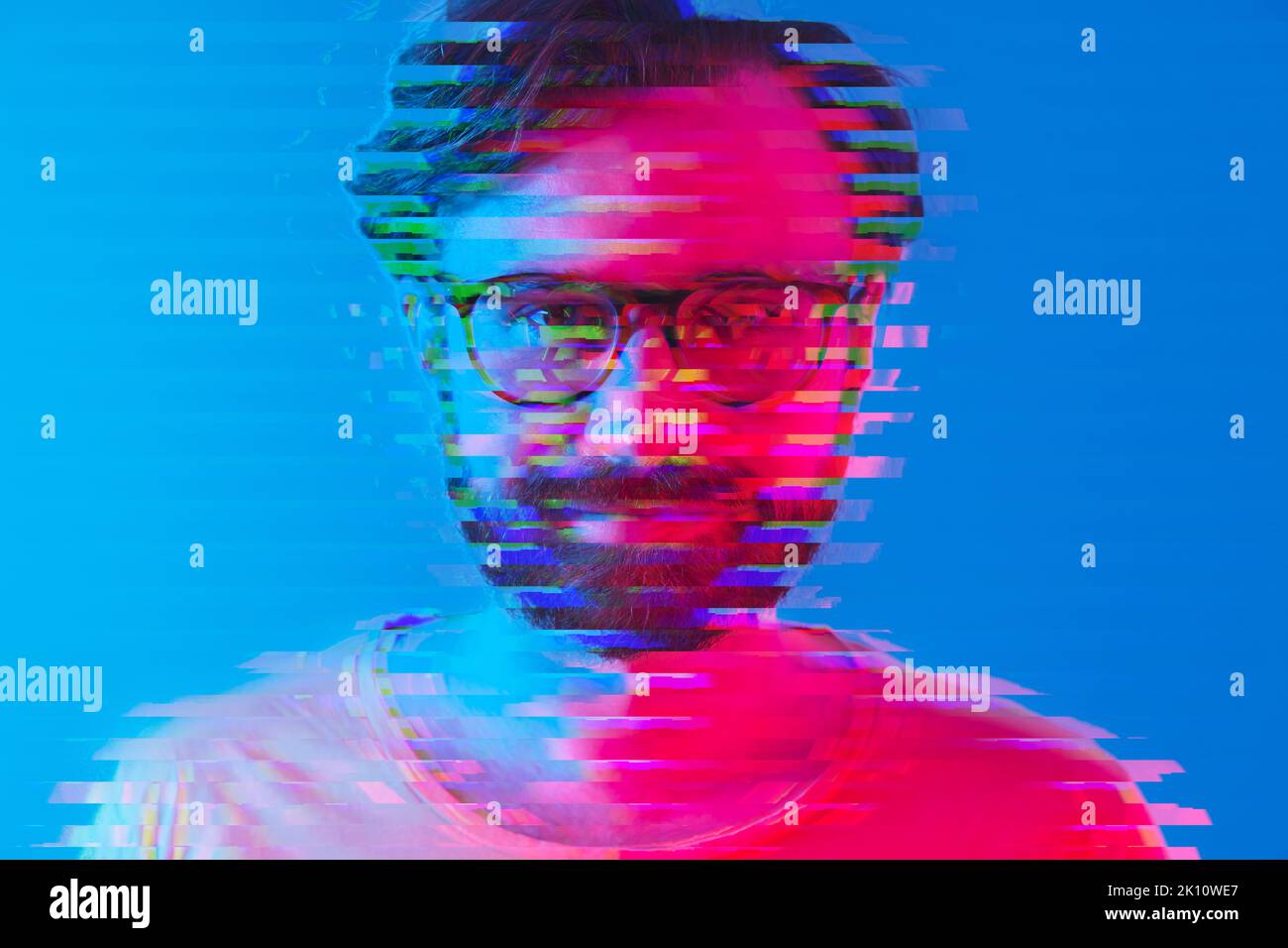 Closeup illustration of a middle-aged European brunet man with thick ...