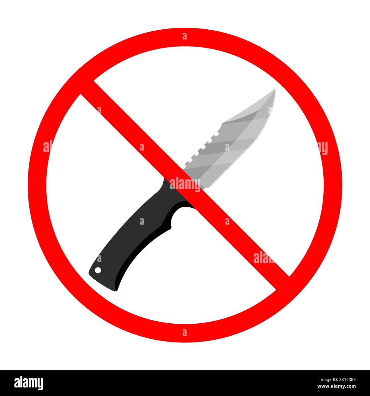 Knife ban sign. Knife forbidden. Dangerous weapon. Red prohibition sign ...