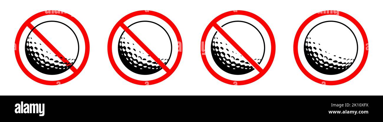 No golf ball sign. Golf ball is forbidden. Set of prohibition signs of ...