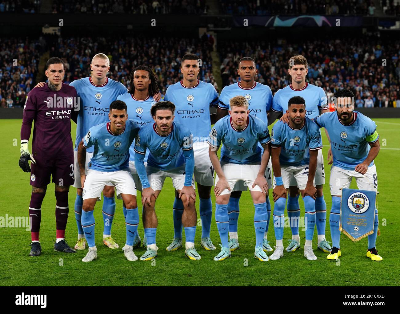 A Manchester City team group photo ahead of the UEFA Champions League ...