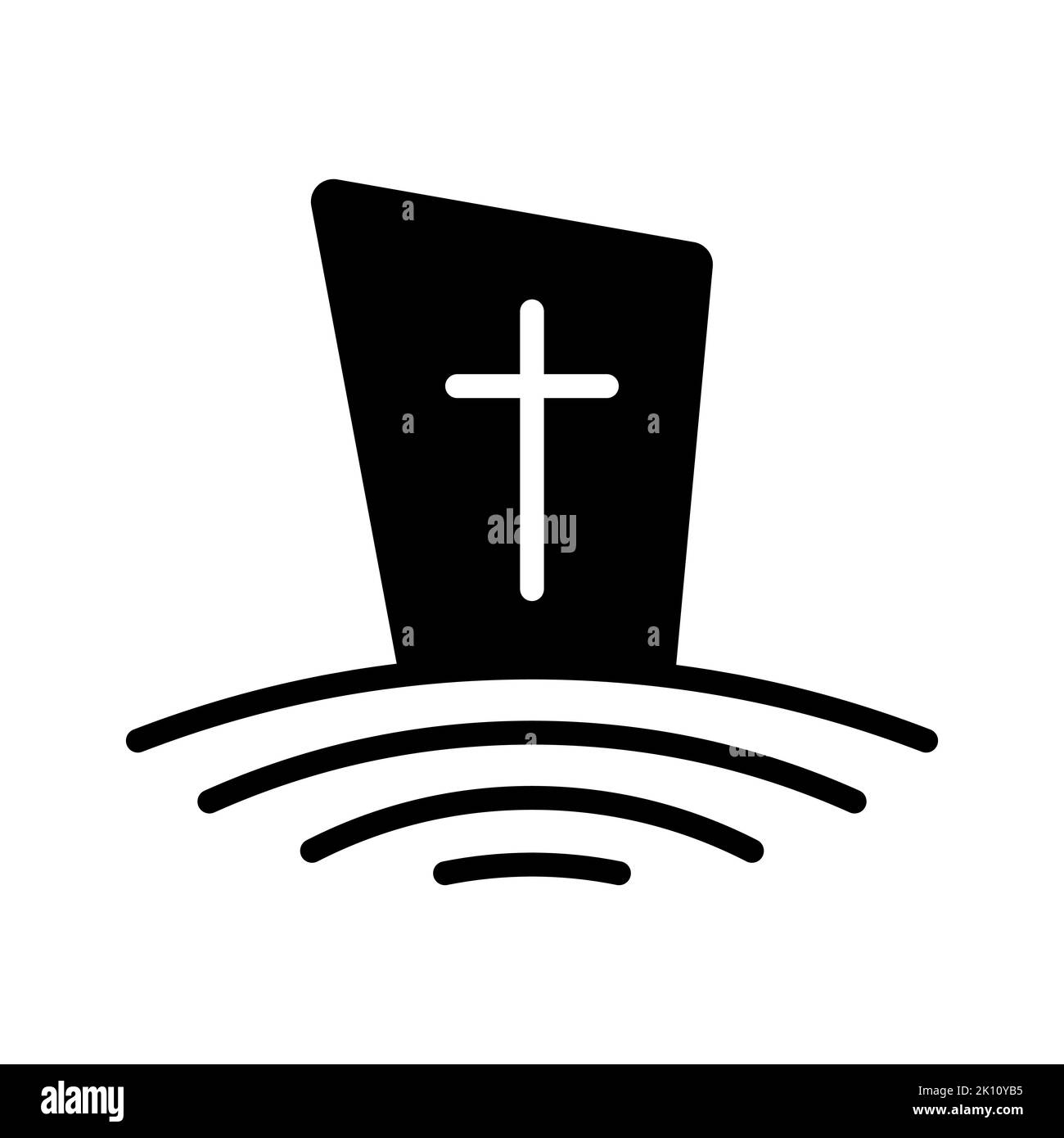 Cemetery gravestone with cross. Black icon of tombstone. Vector ...