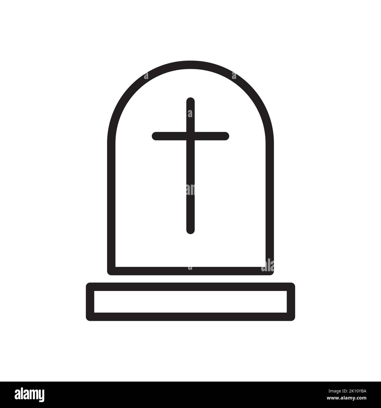 Cemetery gravestone with cross. Linear icon of tombstone. Vector ...