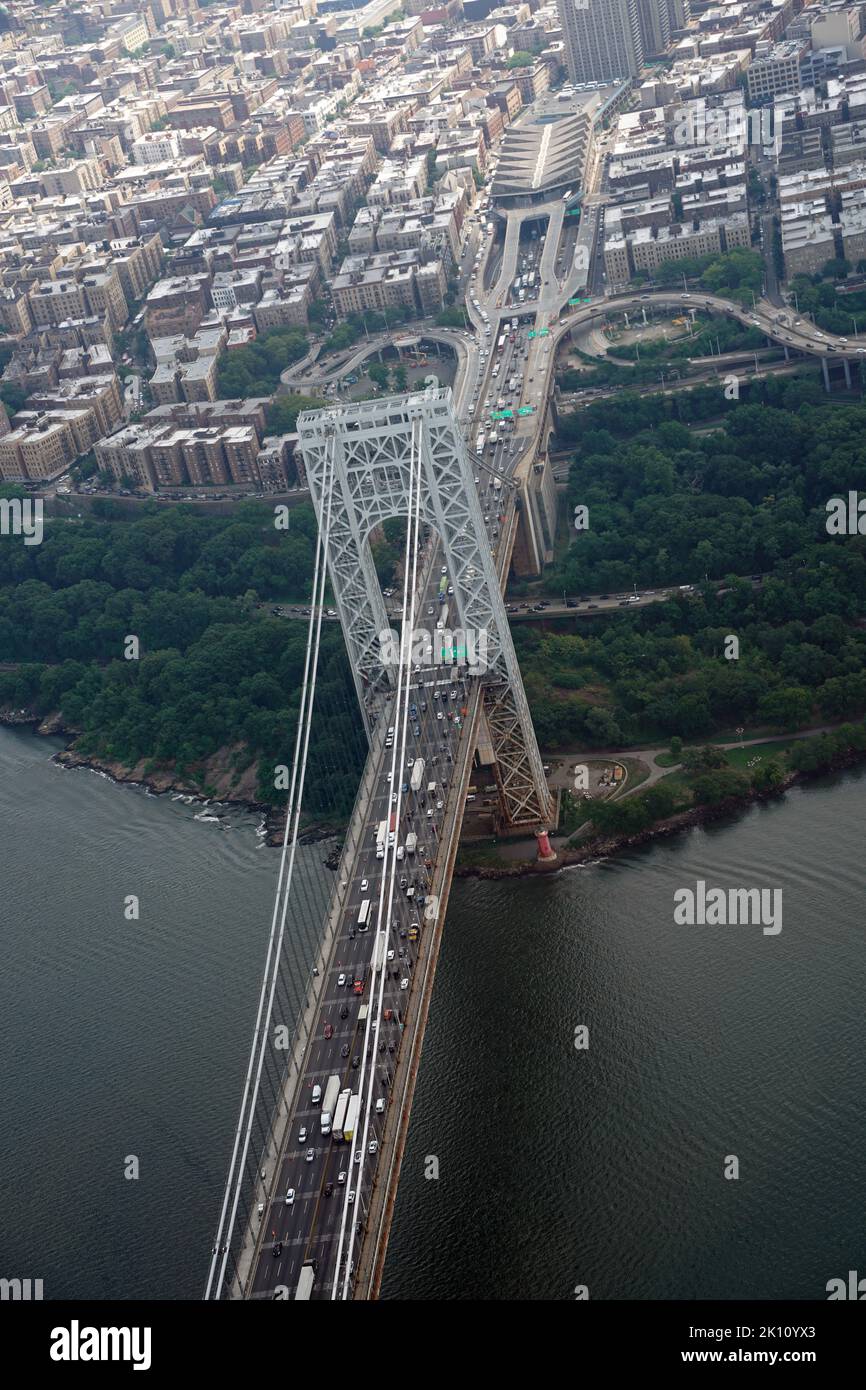 washington bridge new york city manhattan helicopter tour aerial ...