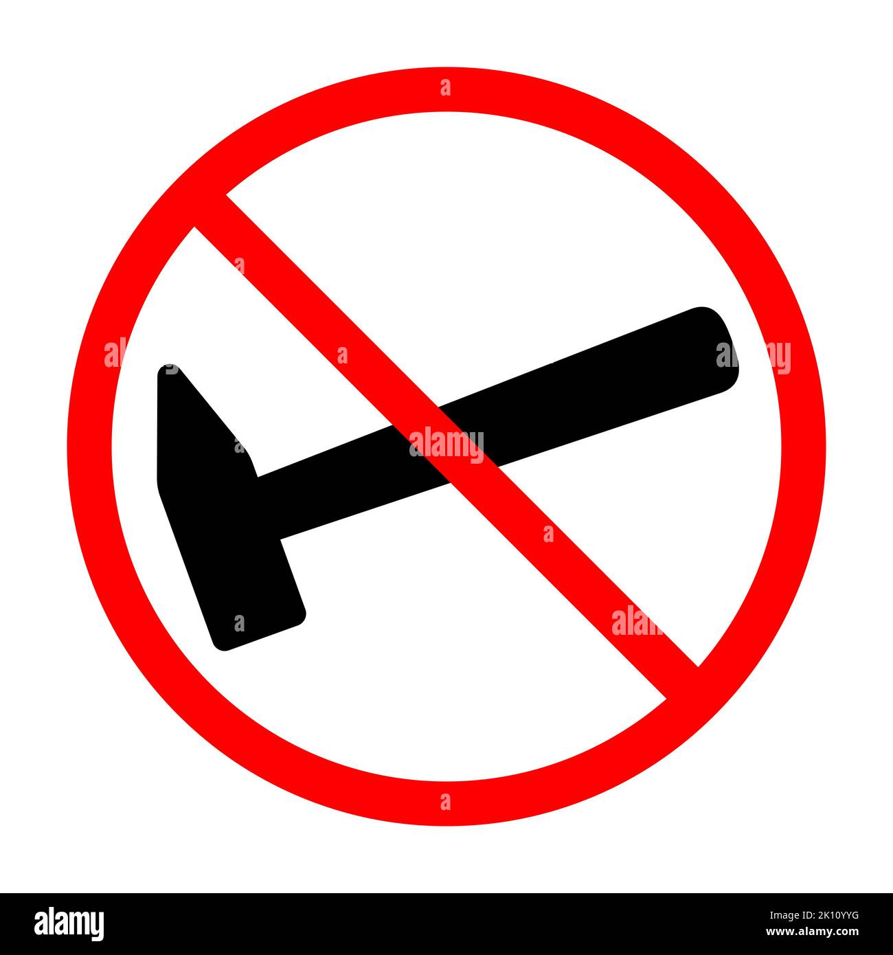 Hammer ban sign. Hammer is forbidden. Prohibited sign of hammer. Red ...