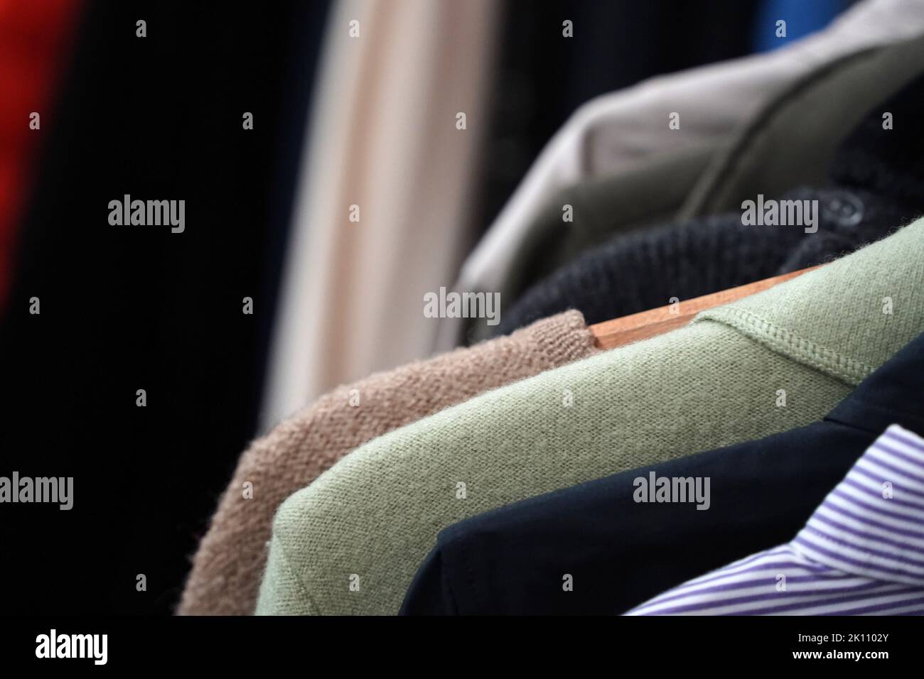 Detail of Vintage used clothes for sale inside a shop Stock Photo - Alamy