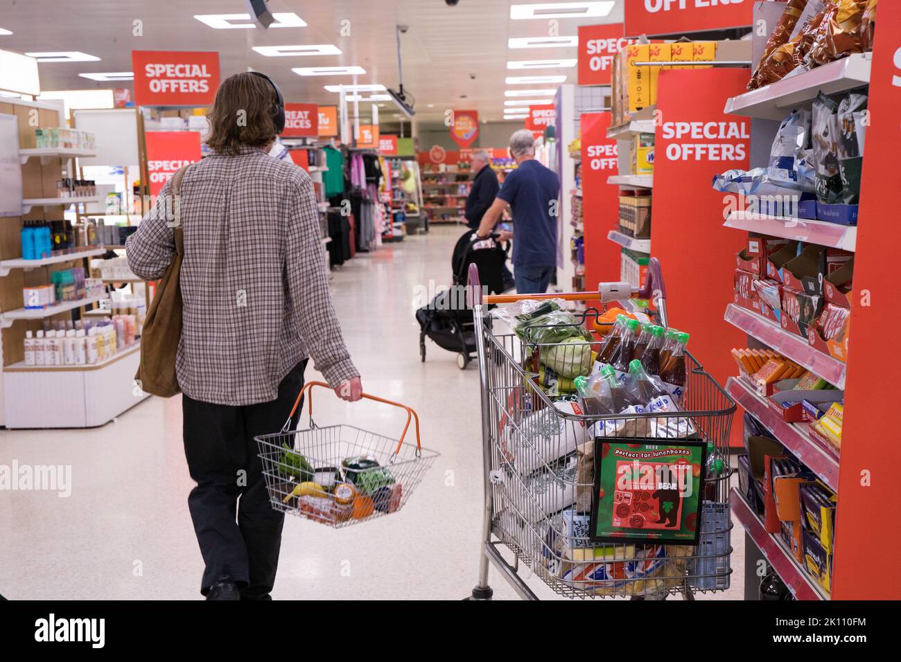 Shoppers at supermarket Sainsbury's for their weekly shopping when ...