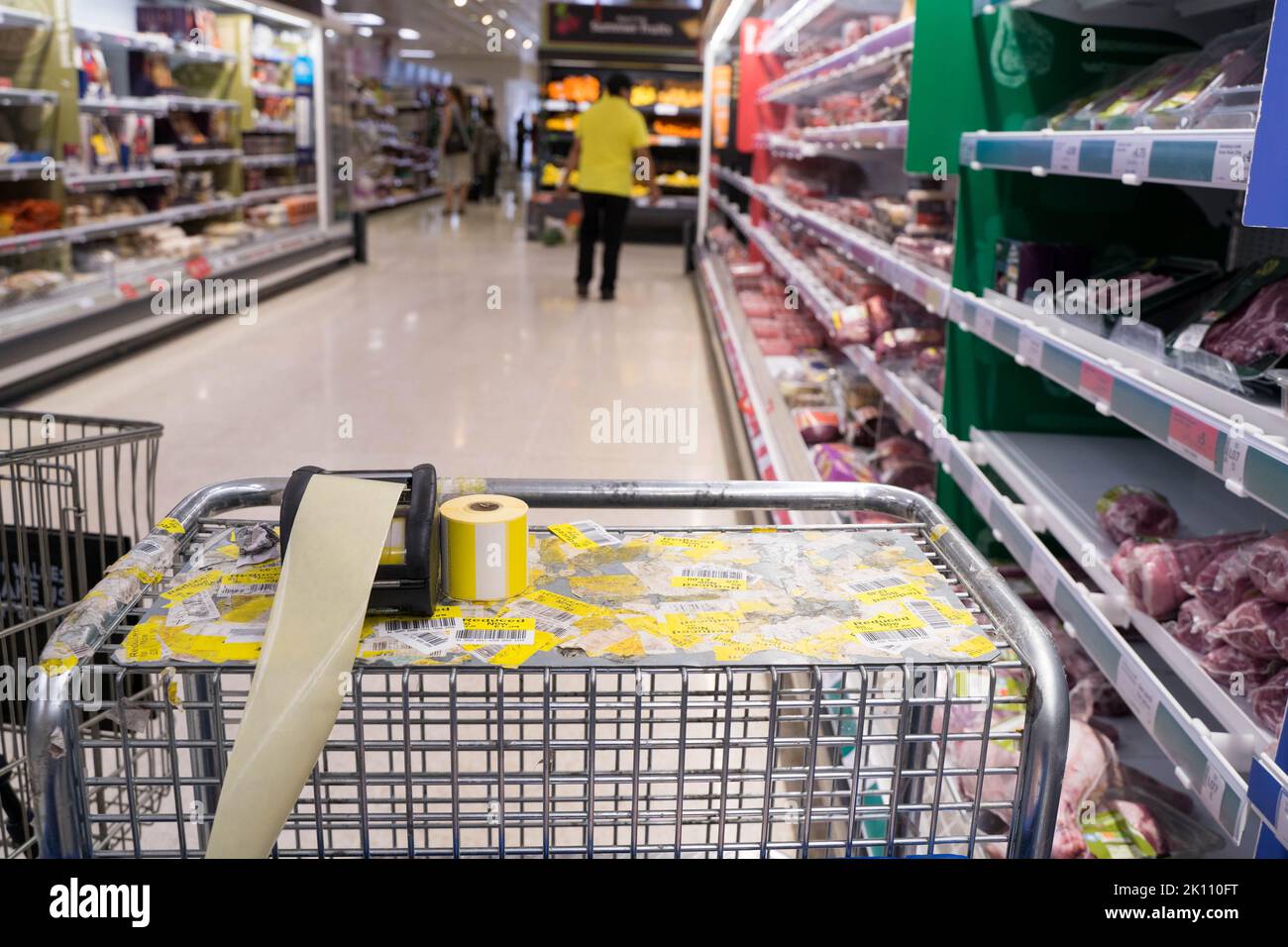 yellow discount stickers at supermarket Sainsbury's when special prices ...