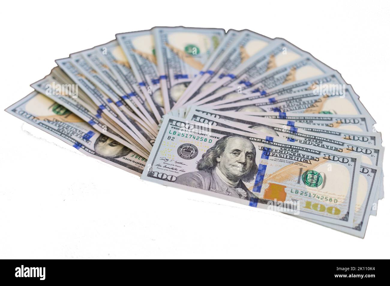 Fan of US 100 dollar banknotes on transparent background for design ...