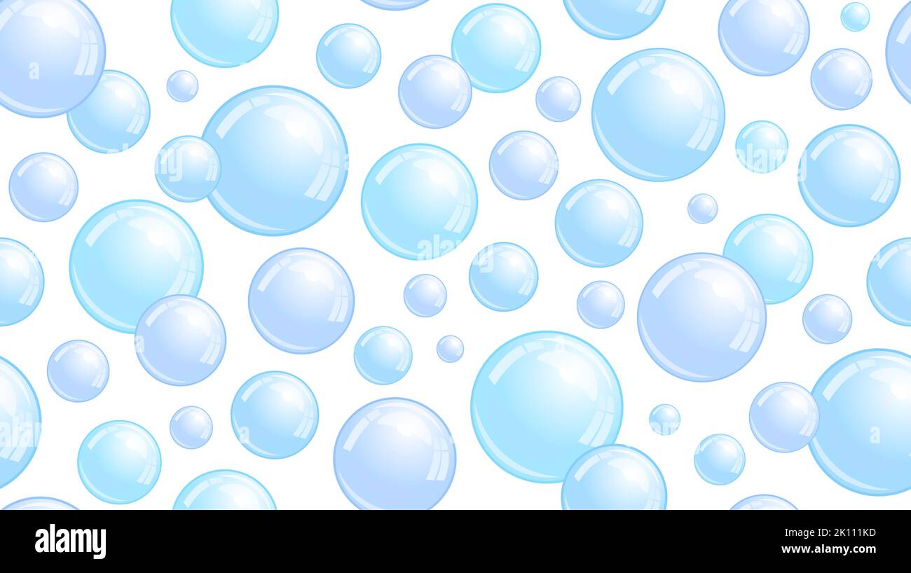 Soap bubbles seamless pattern. Repeated foam decoration wallpaper. Water bubble background ...