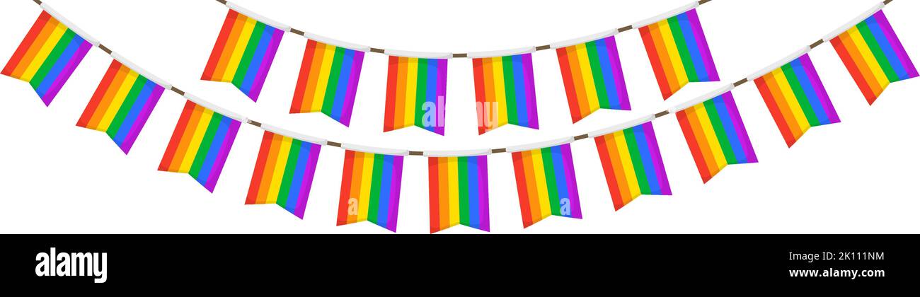 LGBT garland. Rainbow color pennants chain. Party bunting decoration ...