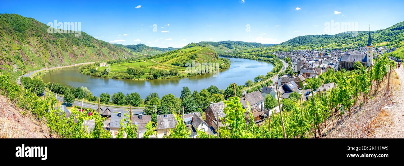 View over Moselle in Bremm, Germany Stock Photo - Alamy
