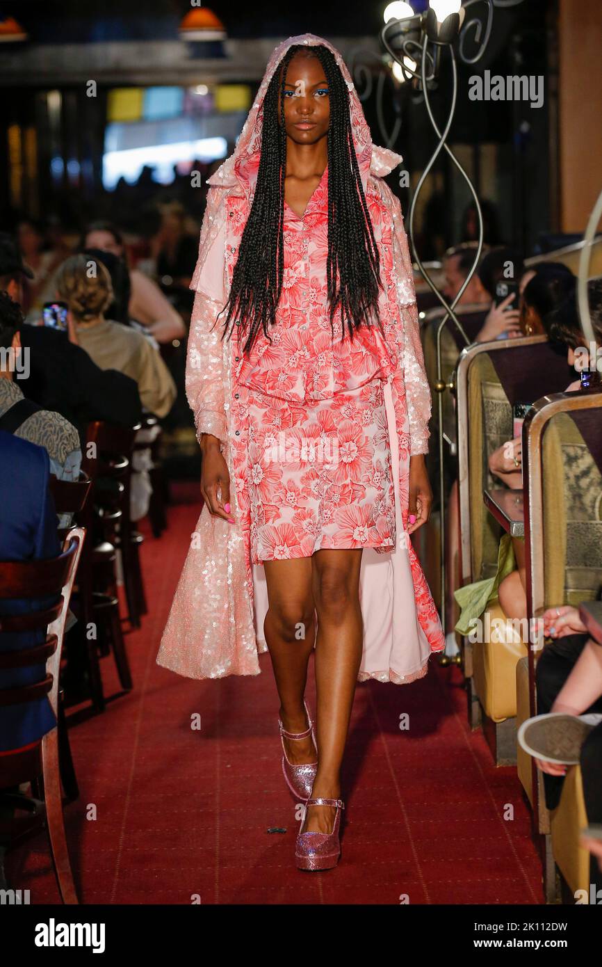 A model walks on the runway at the Batsheva fashion show during the ...