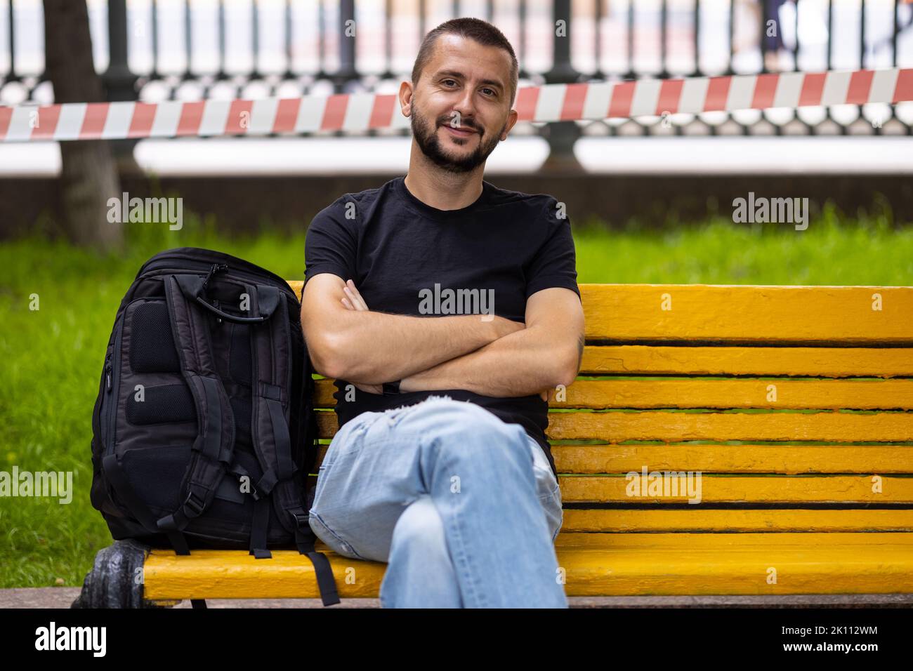 Man sits on a bench hi-res stock photography and images - Alamy