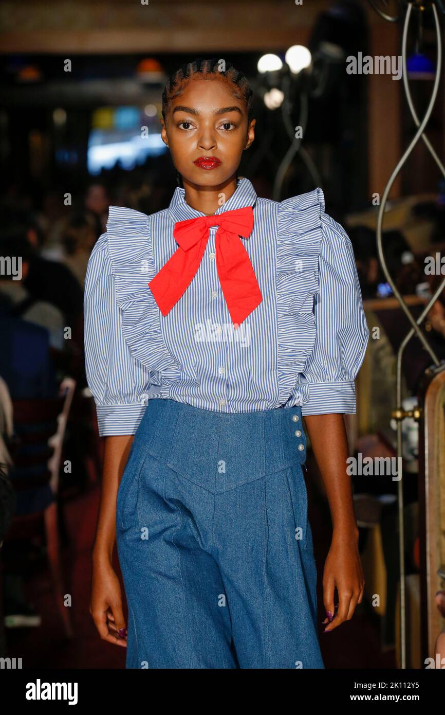 A model walks on the runway at the Batsheva fashion show during the ...