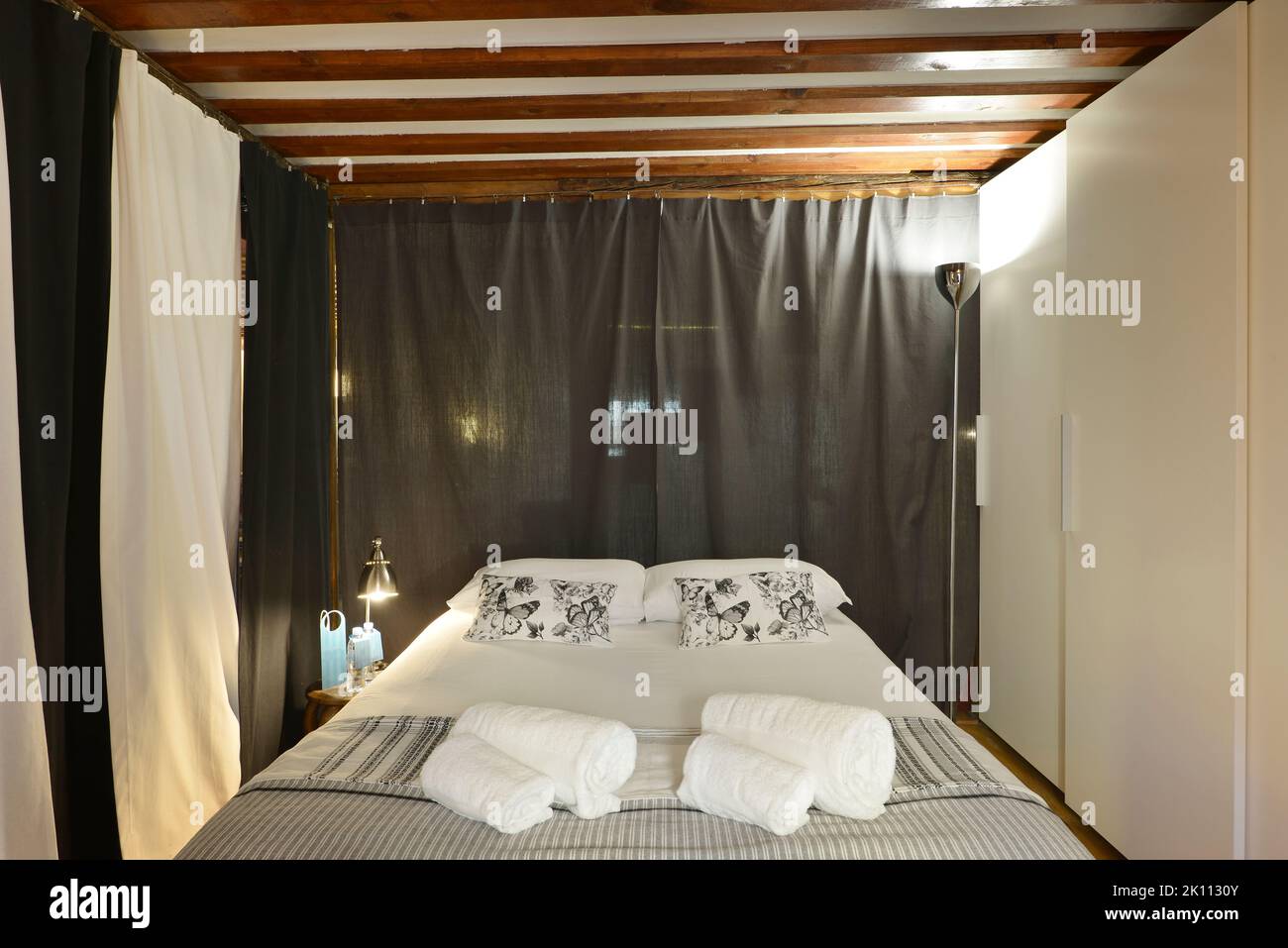 Bedroom With Double Bed Ceilings With Exposed Wooden Beams Matching
