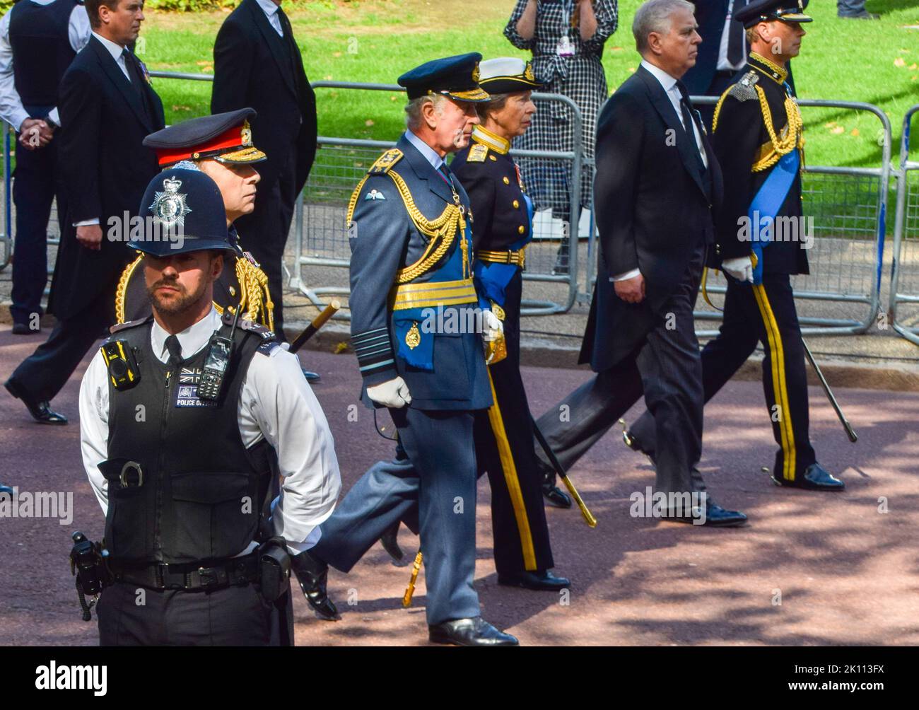 London, UK. 14th Sep, 2022. King Charles III, Princess Anne, Prince Andrew and Prince Edward ...