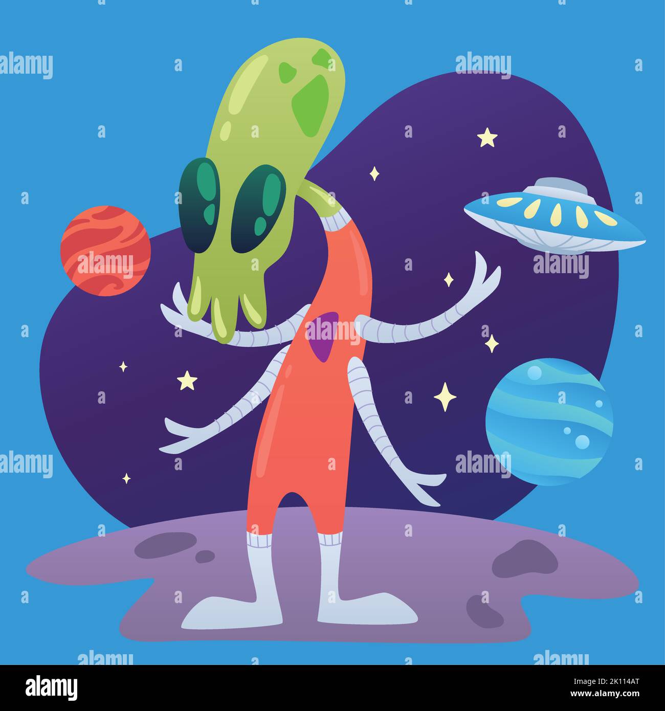 Isolated cute alien character with a long face Vector Stock Vector ...