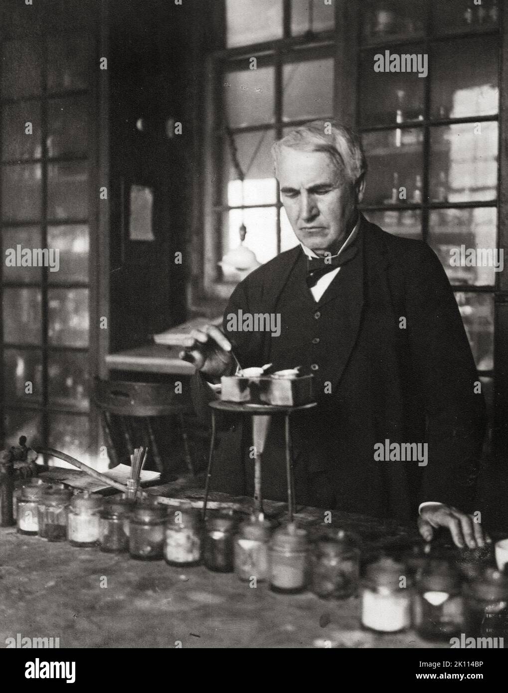 Thomas Edison in the Chemistry Laboratory c 1910 Stock Photo - Alamy