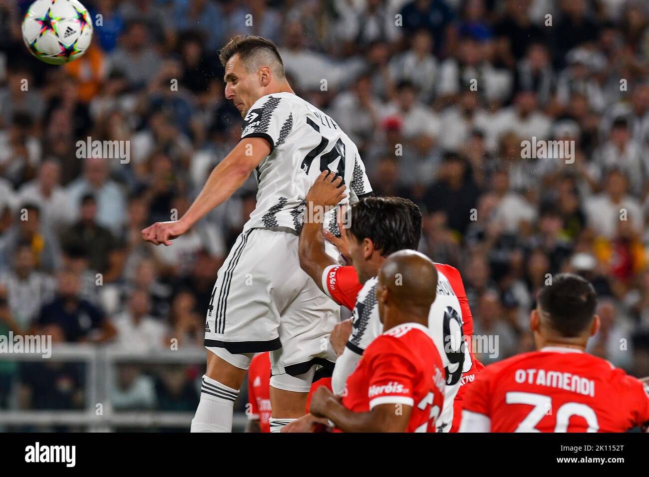 Torino, Italy. 14th Sep, 2022. Arkadiusz Milik of Juventus FC scores ...