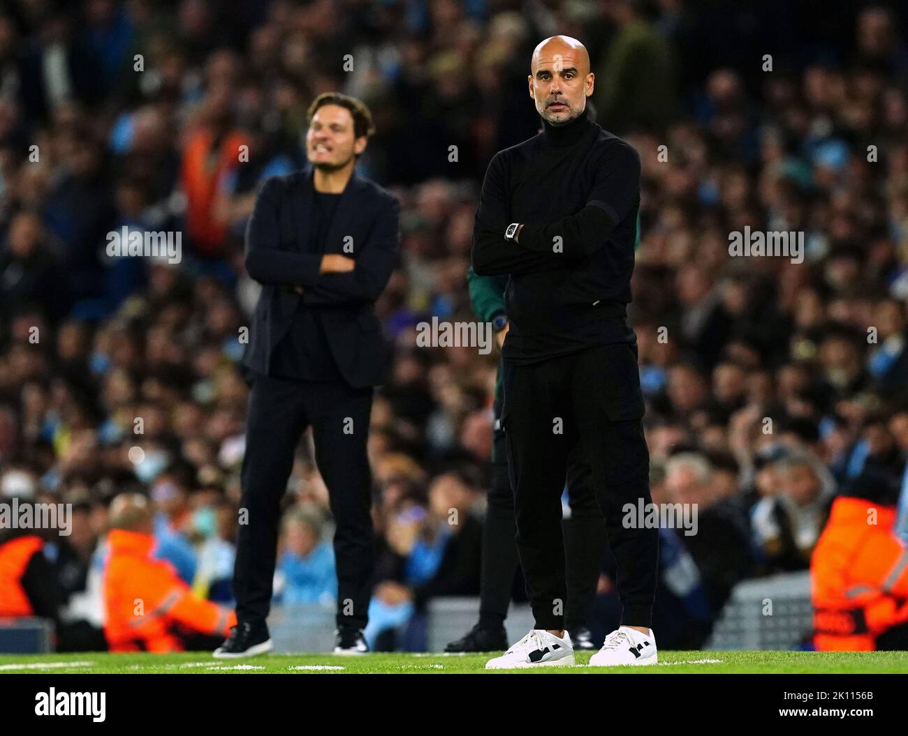 Manchester City manager Pep Guardiola reacts on the touchline during ...
