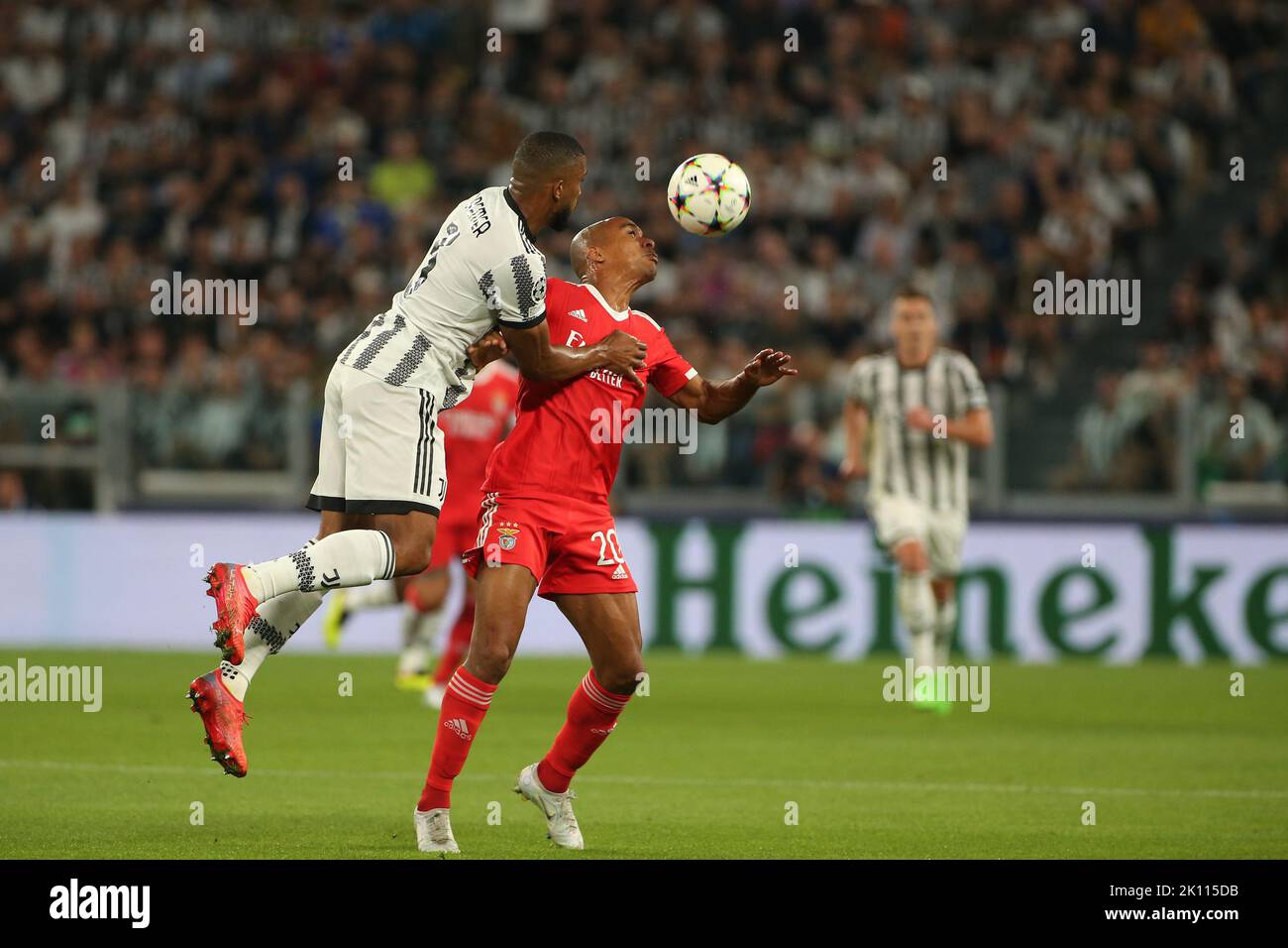 Gleison Bremer (Juventus FC) vs Joao Mario (SL Benfica) during Juventus ...