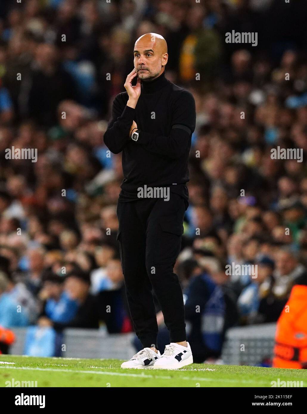 Manchester City manager Pep Guardiola reacts on the touchline during ...