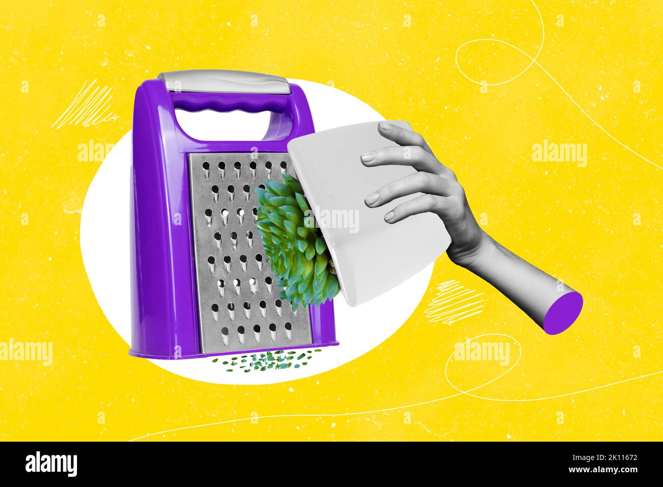 Creative 3d photo artwork graphics painting of hand holding succulent ...