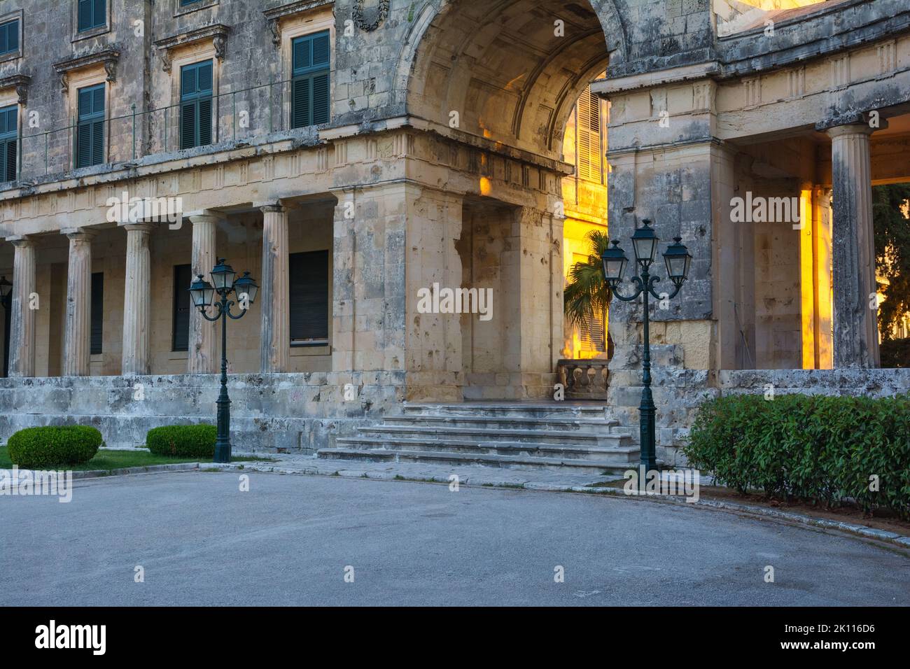 Beautiful cityscape with Corfu Museum of Asian Art on the Greek island ...