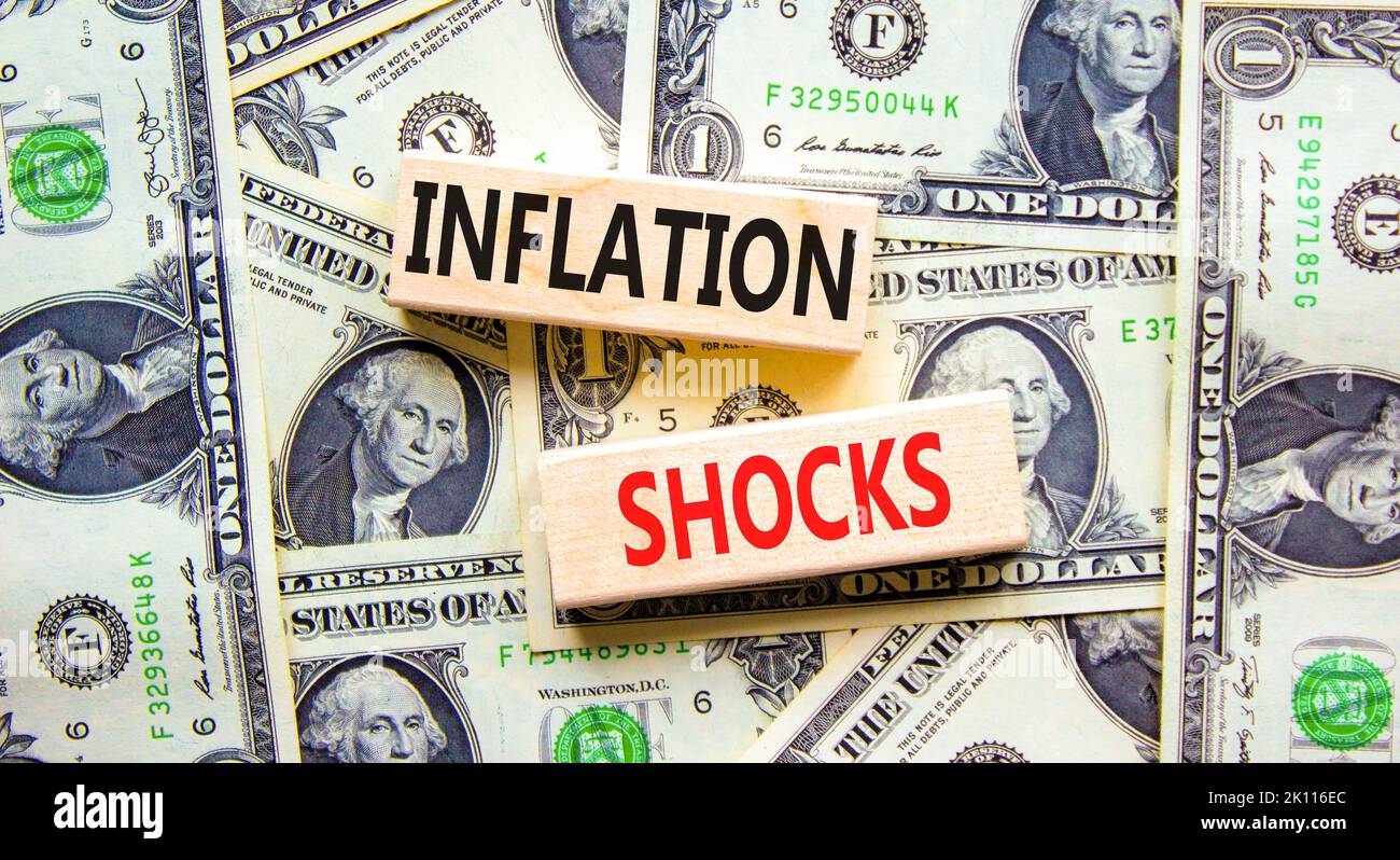Inflation shocks symbol. Concept words Inflation shocks on wooden ...
