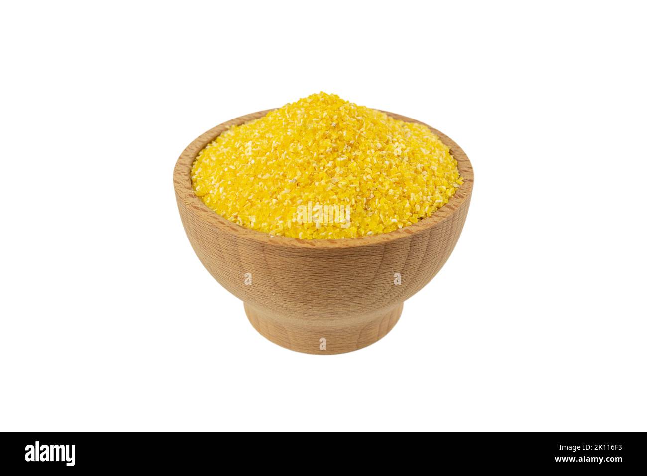 corn grits in wooden bowl isolated on white background. nutrition. food ...