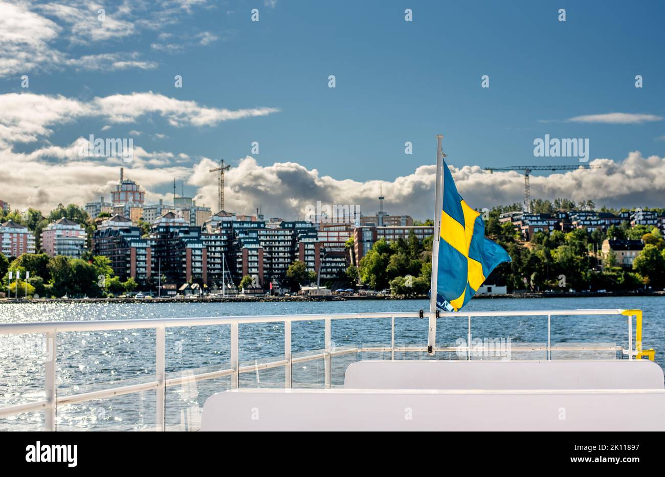 Swedish flag on boat Stock Photo - Alamy