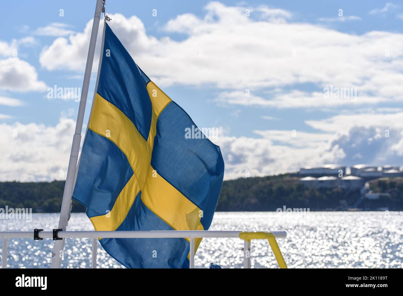 Swedish flag on boat Stock Photo - Alamy