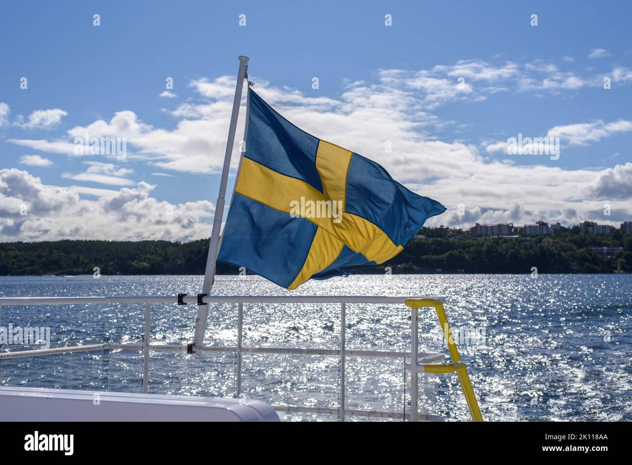 Swedish flag on boat Stock Photo - Alamy