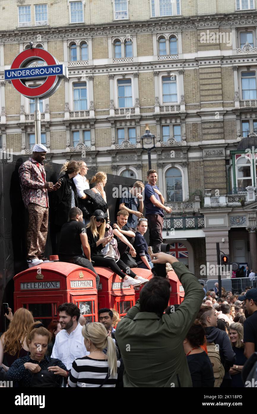 London, UK. 14th Sep, 2022. Vast crowds gathered around Trafalgar ...