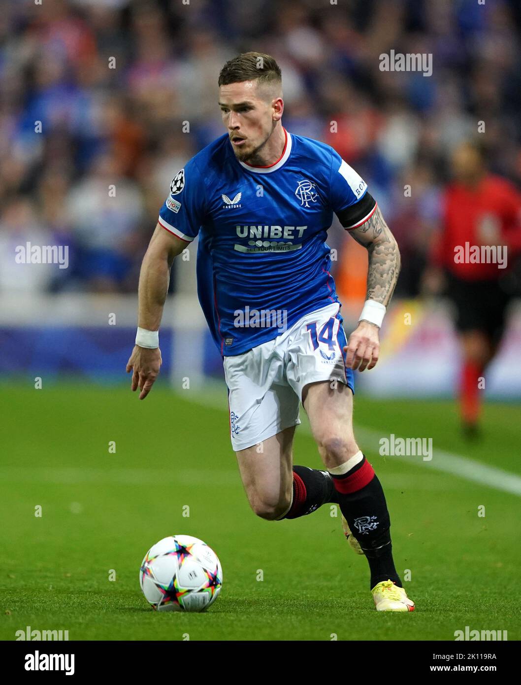 Rangers' Ryan Kent during the UEFA Champions League Group A match at ...