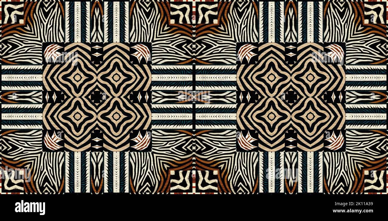 African kente cloth patchwork effect border pattern. Seamless geometric ...