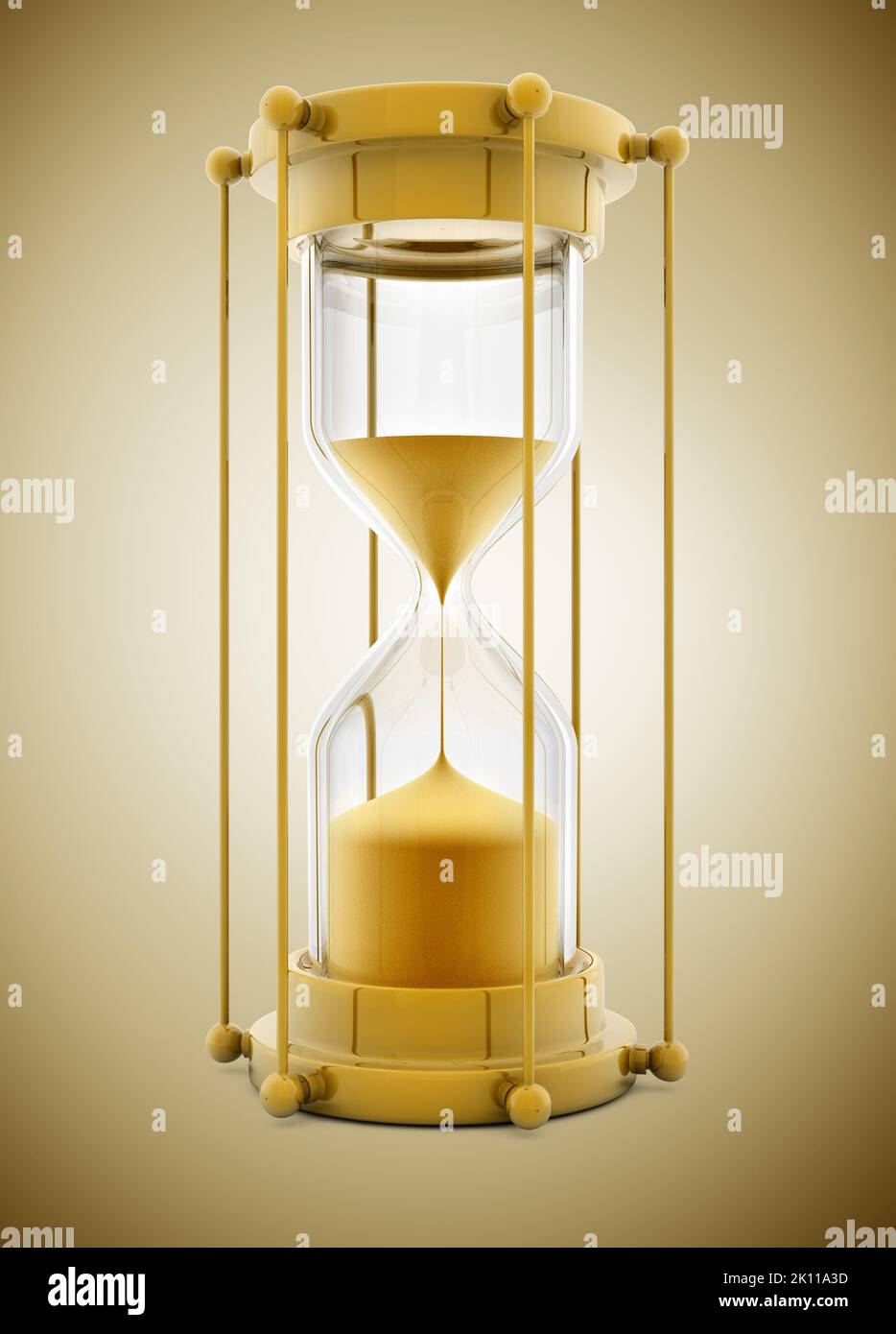 old gold sand clock measuring time - 3d illustration Stock Photo - Alamy