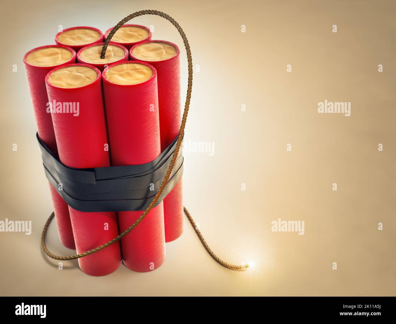 Burning fuse with dynamite explosives 3d-illustration Stock Photo - Alamy