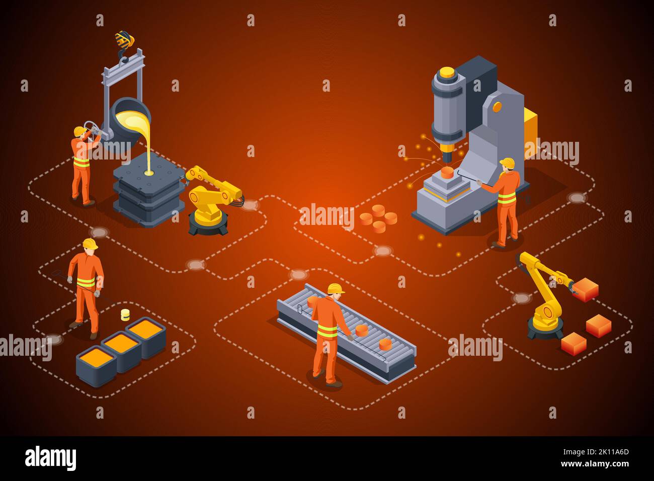 Steelworks blast furnace Stock Vector Images - Alamy