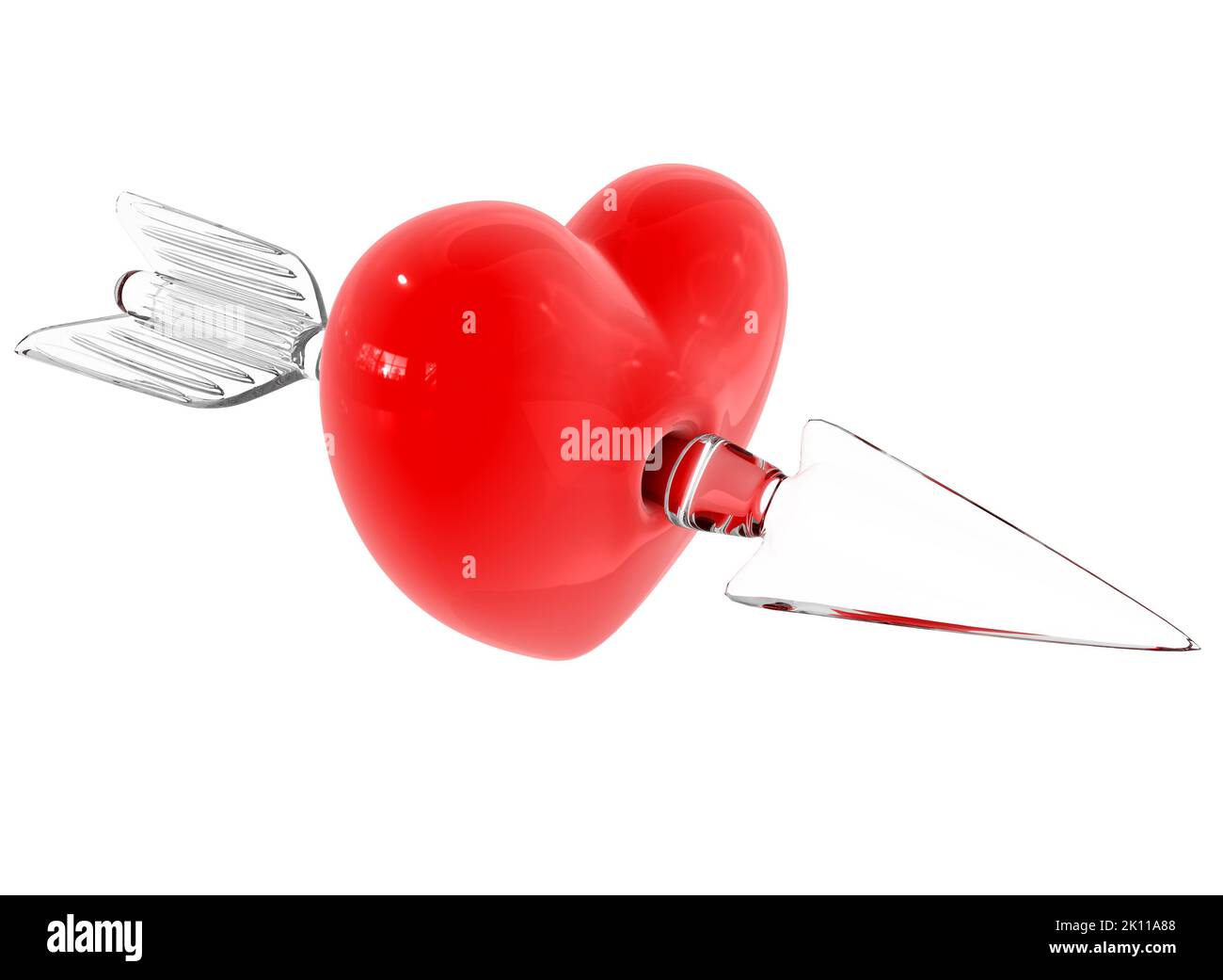 Red heart broken by glass arrow. idea illustration for Valentine's day ...